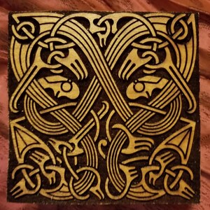 Pre-viking Germanic Two Men Knotted Woodcut for Block Printing or ...