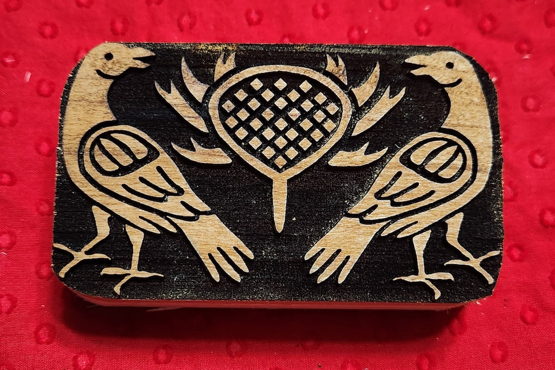 12th Century German Two Birds With Pomegranate Woodcut Stamp for Wood ...