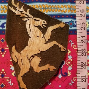 Rampant Stag, Deer or Hind Woodcut or Wood Block Printing or Leather ...