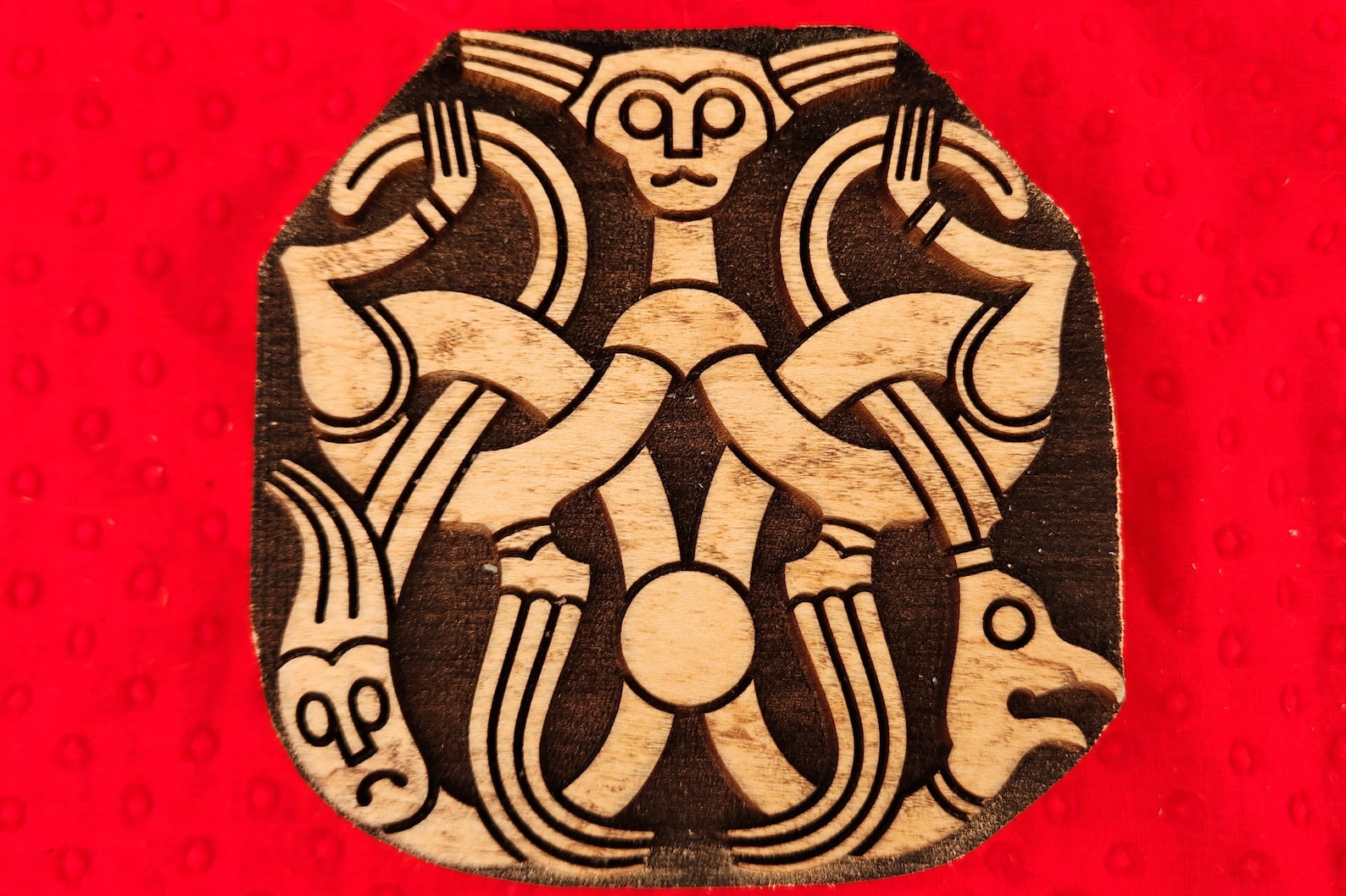 9th Century Norse Oseberg Style Viking Three Headed Beast Woodcut Stamp ...