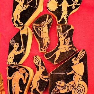 Sword and Shield Bunny Murder Rabbit French Drollery Woodcut for Wood ...