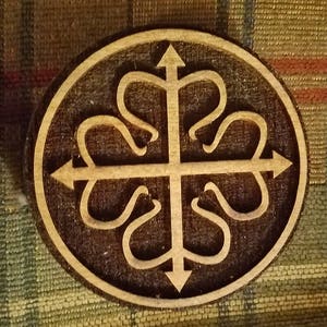 Calontir Cross of Catralva Populace Badge in Circle Woodcut Stamp for ...