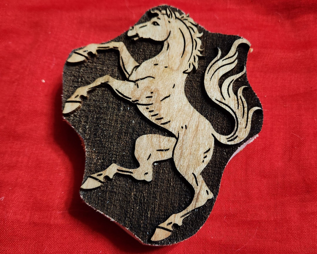 Heraldic Horse Rampant Woodcut Stamp for Wood Block Printing or Leather ...