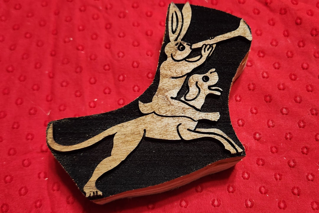 Trumpeting Dog-riding Bunny Murder Rabbit French Drollery Woodcut for ...