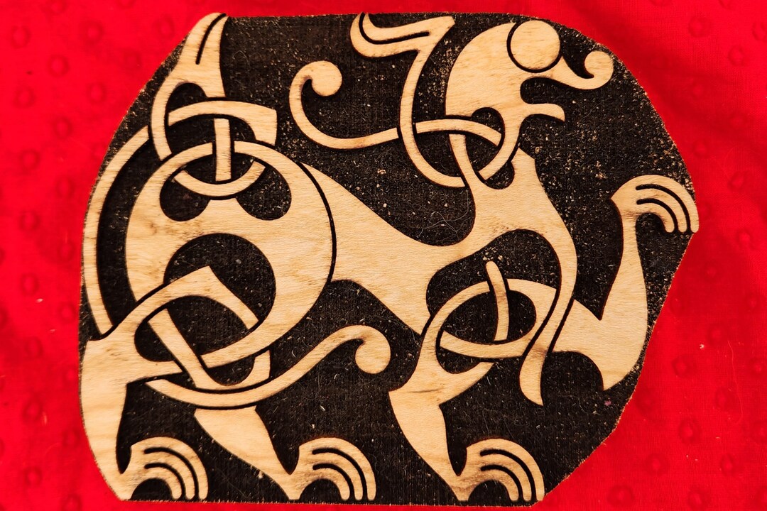 Pre-viking Germanic Knotwork Style Goofy Dog Woodcut for Wood Block ...