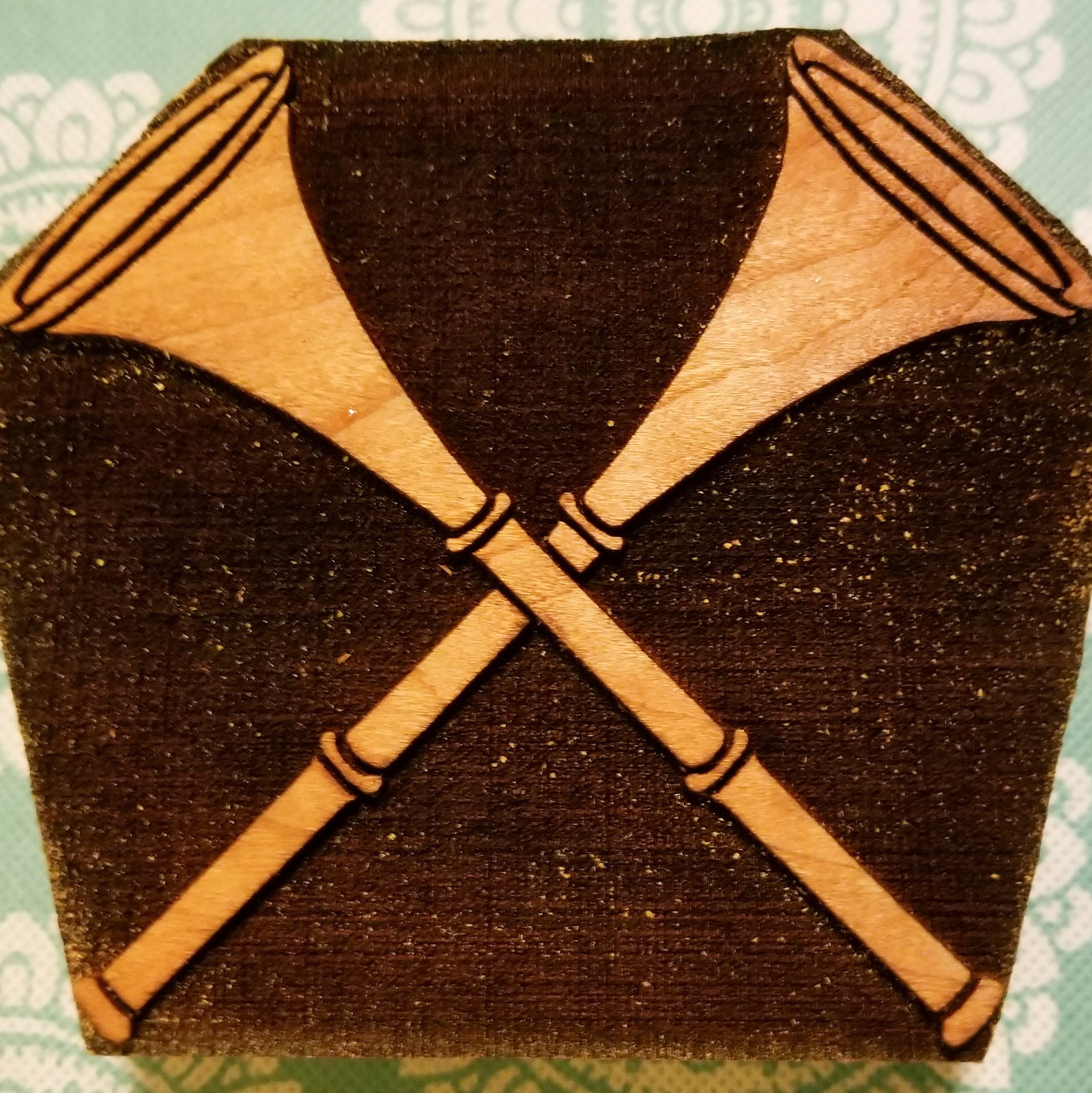 Herald Horns Crossed Trumpets Heraldic Charge Woodcut Stamp for Wood ...