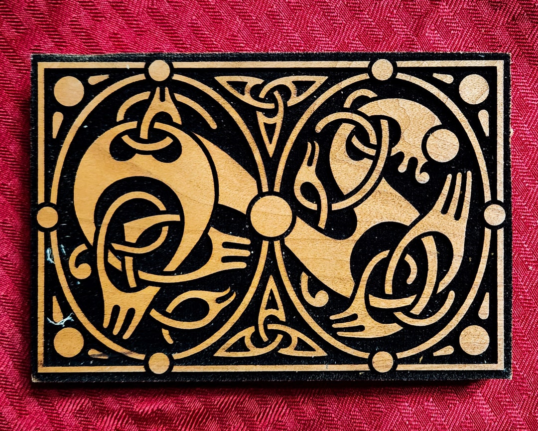 8th-9th Century Scandanavian Broa Style Double Oval Woodcut Stamp for ...