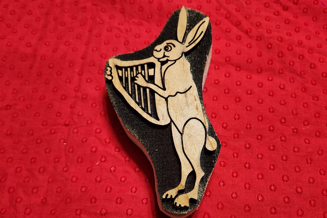Harp Bunny Murder Rabbit French Drollery Woodcut for Block Printing or ...