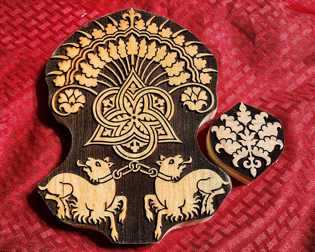 13th Century French Goat or Dog Design With Lettuce Spacer Woodcut ...