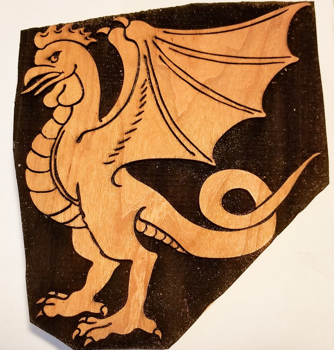 Cockatrice Heraldic Beast Woodcut for Wood Block Printing or - Etsy