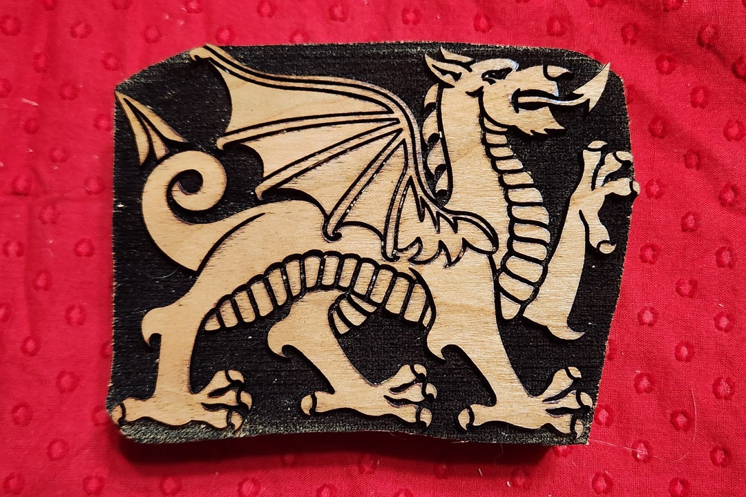 Midrealm/welsh Heraldic Dragon Woodcut Stamp for Wood Block Printing or ...