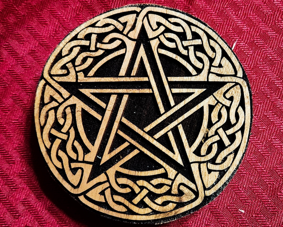 Celtic Pentagram in Knotwork Border Woodcut Stamp for Wood Block ...