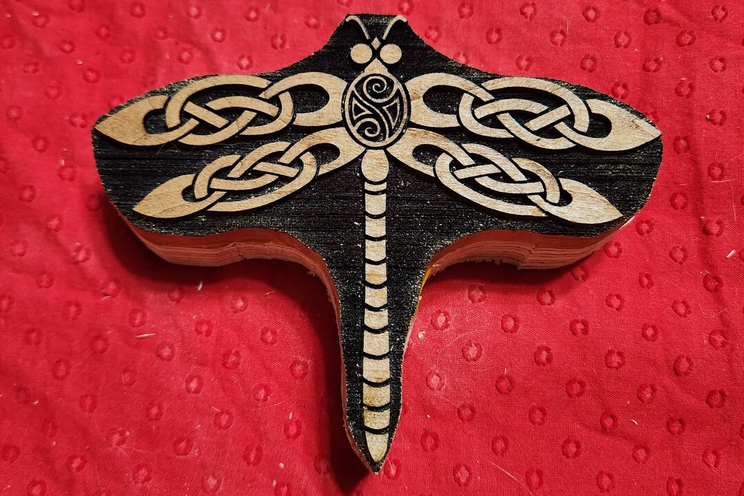 Celtic Knot Dragonfly Woodcut for Wood Block Printing or Leather Embossing SCA - Etsy