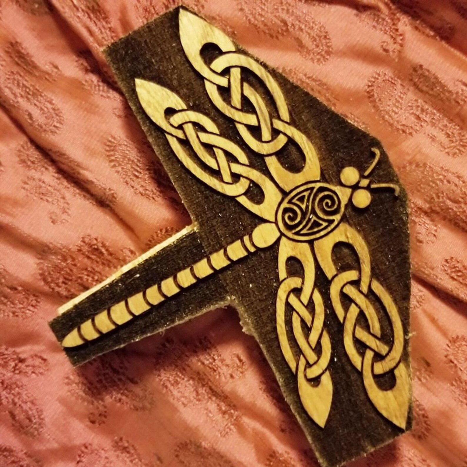 Celtic Knot Dragonfly Woodcut for Wood Block Printing or Leather Embossing SCA - Etsy