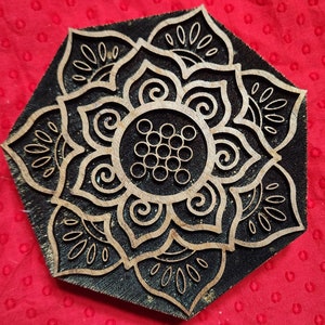 Heraldic Lotus Affrontey Woodcut for Wood Block Printing or Leather ...