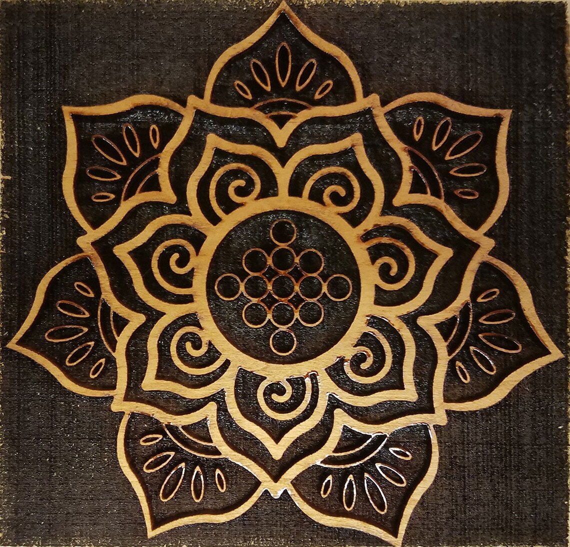 Heraldic Lotus Affrontey Woodcut for Wood Block Printing or Leather ...