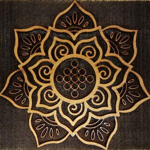 Heraldic Lotus Affrontey Woodcut for Wood Block Printing or Leather ...