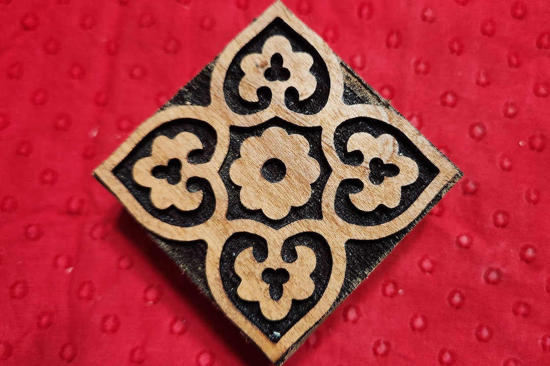 Rus Style Four Petal Flower Woodcut Stamp for Wood Block Printing or ...