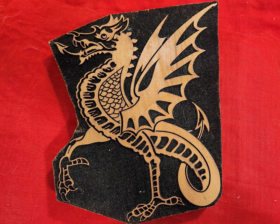 Wyvern Heraldic Monster Woodcut Stamp for Block Printing or Leather ...