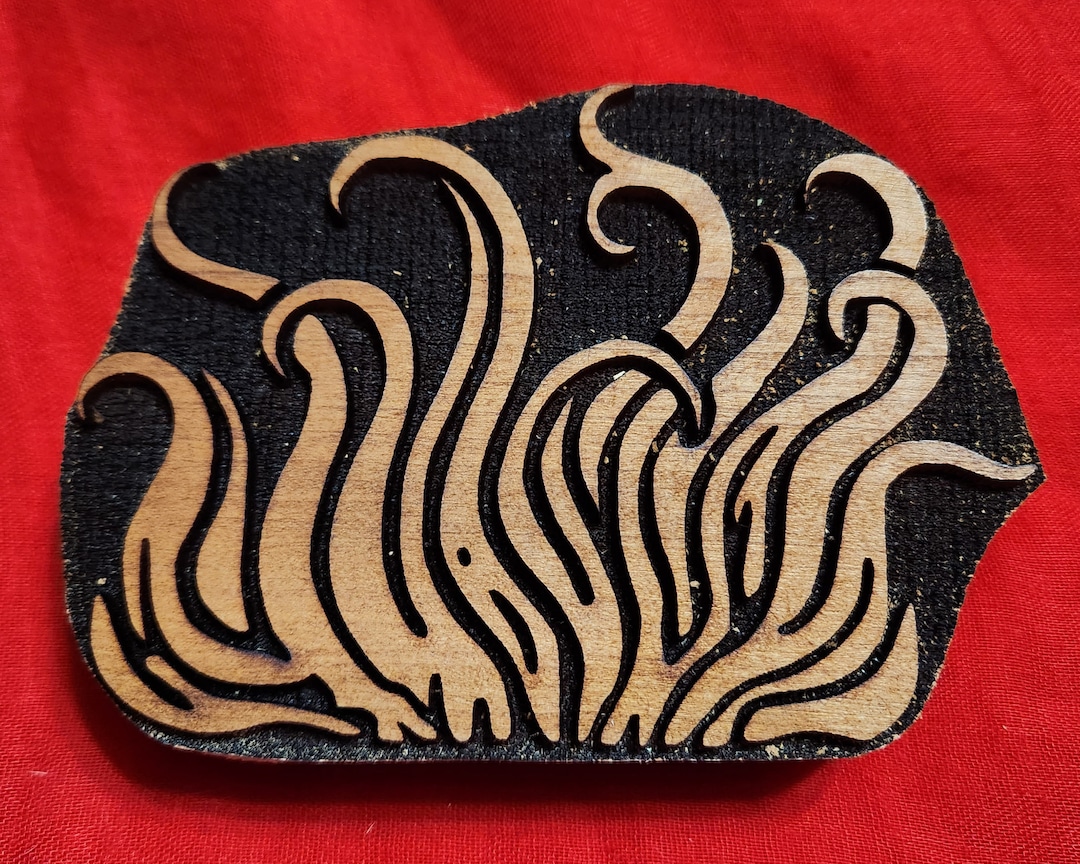 Heraldic Flames or Seaweed Woodcut for Wood Block Printing or Leather ...