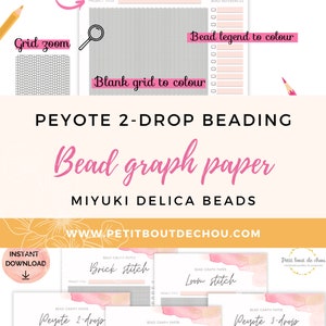 Peyote Bead Graph Paper 2-drop/miyuki Graph Paper/blank Bead Pattern ...