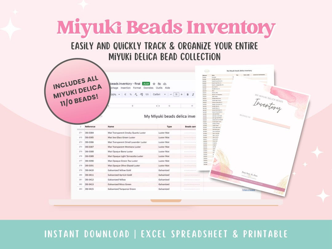 Miyuki Delica Beads Inventory Sheets/ Inventory Check List/beadworking ...