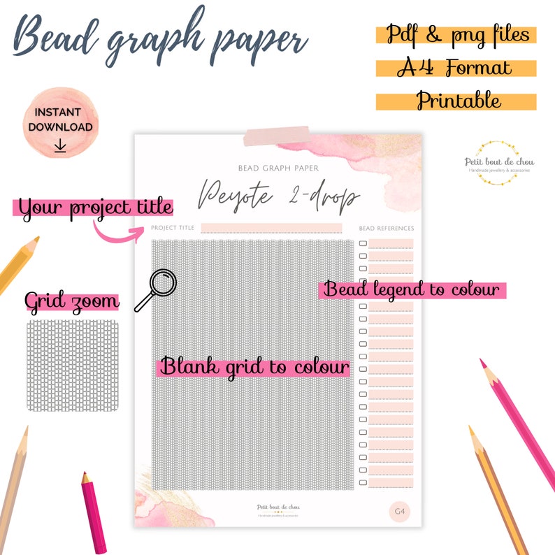 Peyote Bead Graph Paper 2-drop/miyuki Graph Paper/blank Bead Pattern ...