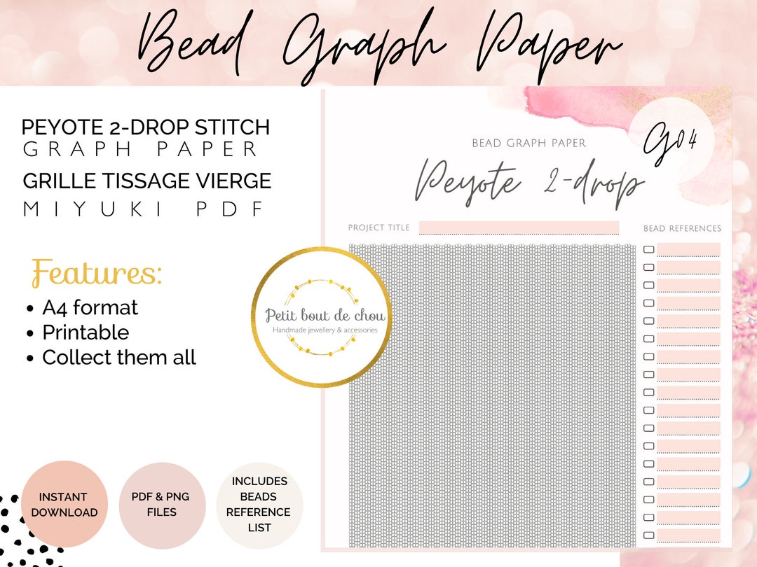 Peyote Bead Graph Paper 2-drop/miyuki Graph Paper/blank Bead Pattern ...