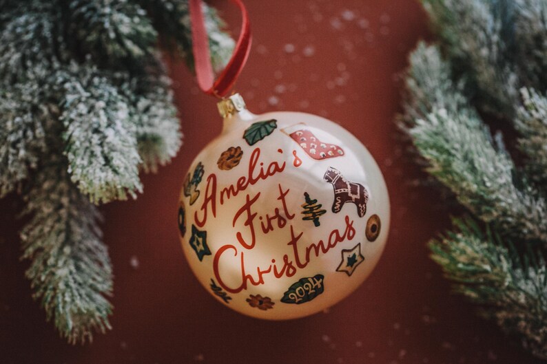 Nutcracker Gold Foil Baby's First Christmas Ornament, Personalized ...