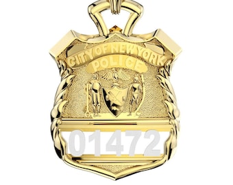NYPD Shield Pendant Police Officer 14K Gold - Etsy