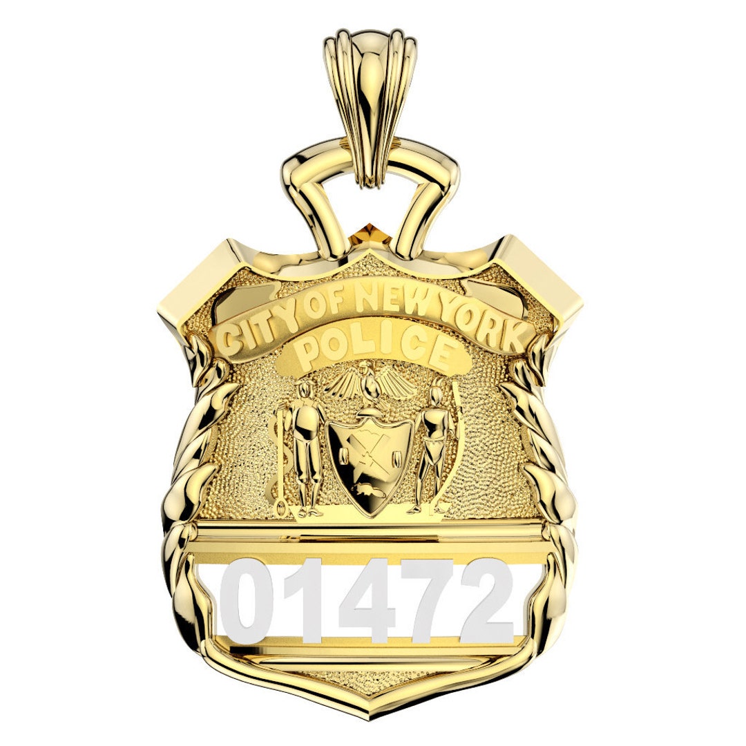 NYPD Shield Pendant Police Officer 14K Gold - Etsy