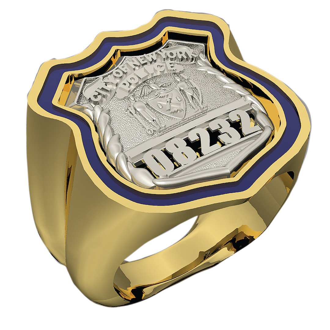 Mens NYPD Thin Blue Line Ring - Police Officer - 10K Gold - Etsy