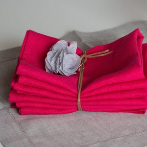 LINEN NAPKINS SET 6 Raspberry Red Washed 100% Linen Napkins - Etsy