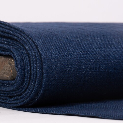 Softened Linen Wool Blend Fabric Medium Weight Navy Blue | Etsy