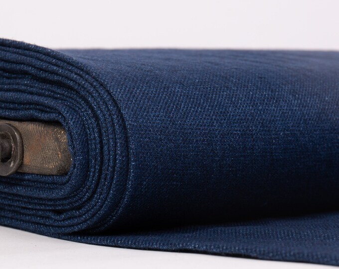 Pure Linen Fabric Chambray Dark Blue Medium Weight, Densely, Washed ...