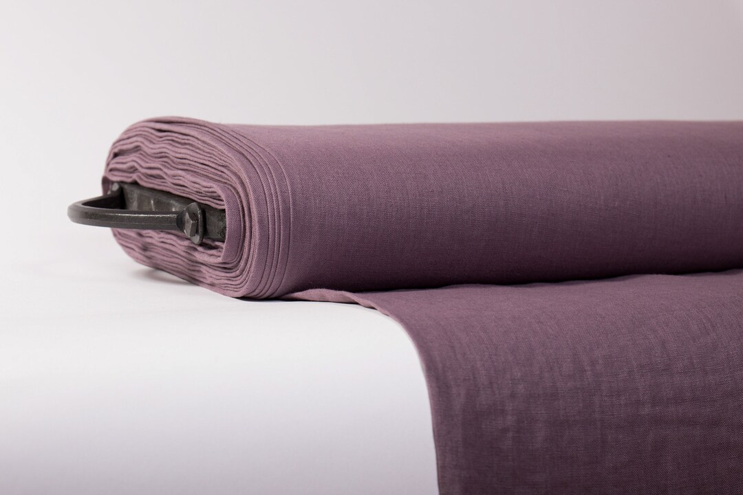 Pure 100% Linen Fabric Dirty Purple Medium Weight Pre-washed Durable ...
