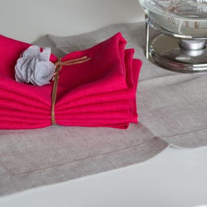 LINEN NAPKINS SET 6 Raspberry red Washed 100% linen napkins | Etsy