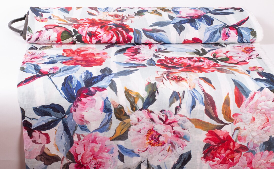 French Floral Linen Fabric - Maison De Fleurs Collection for Chic DIY ...