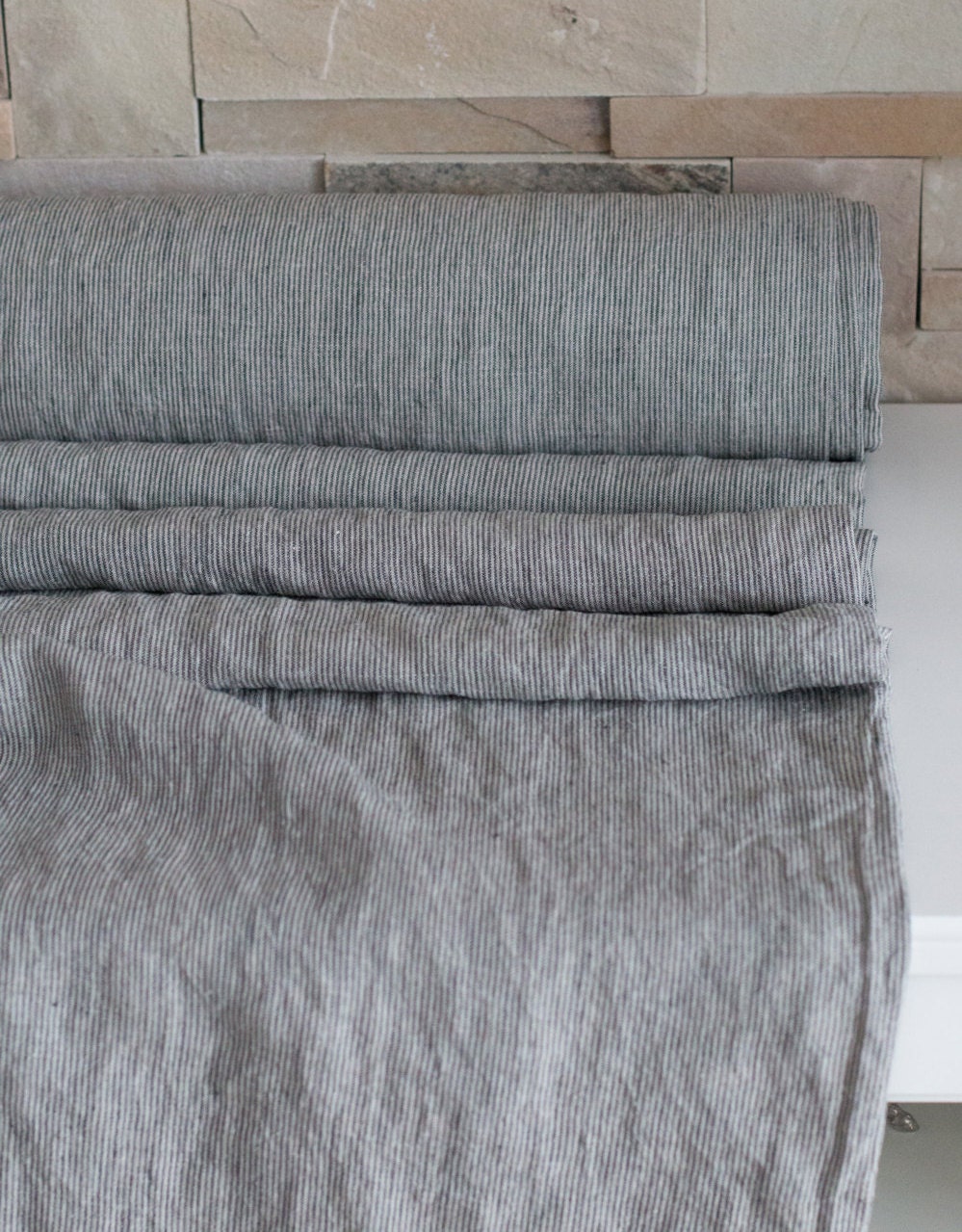 Pure 100% linen fabric 200gsm. Striped linen fabric natural, not dyed ...