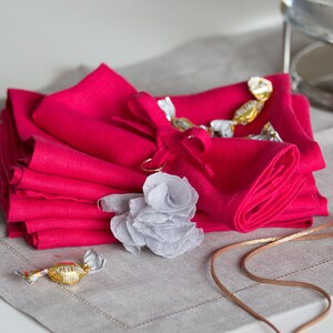 LINEN NAPKINS SET 6 Raspberry Red Washed 100% Linen Napkins - Etsy