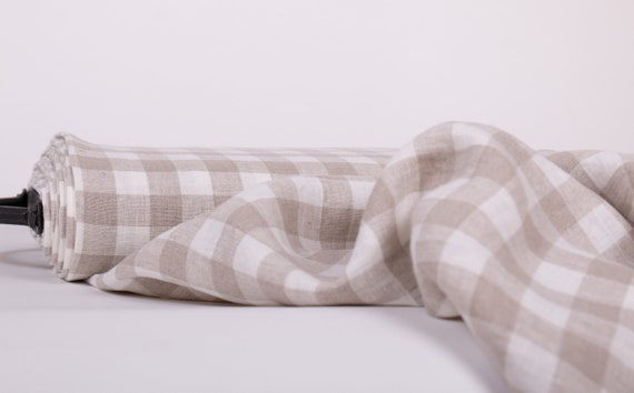 Pure 100 Linen Fabric 200gsm Gingham Check White and Not dyed Pre washed Natural Fabric for Clothing Home Textile Table Ware Etsy UK