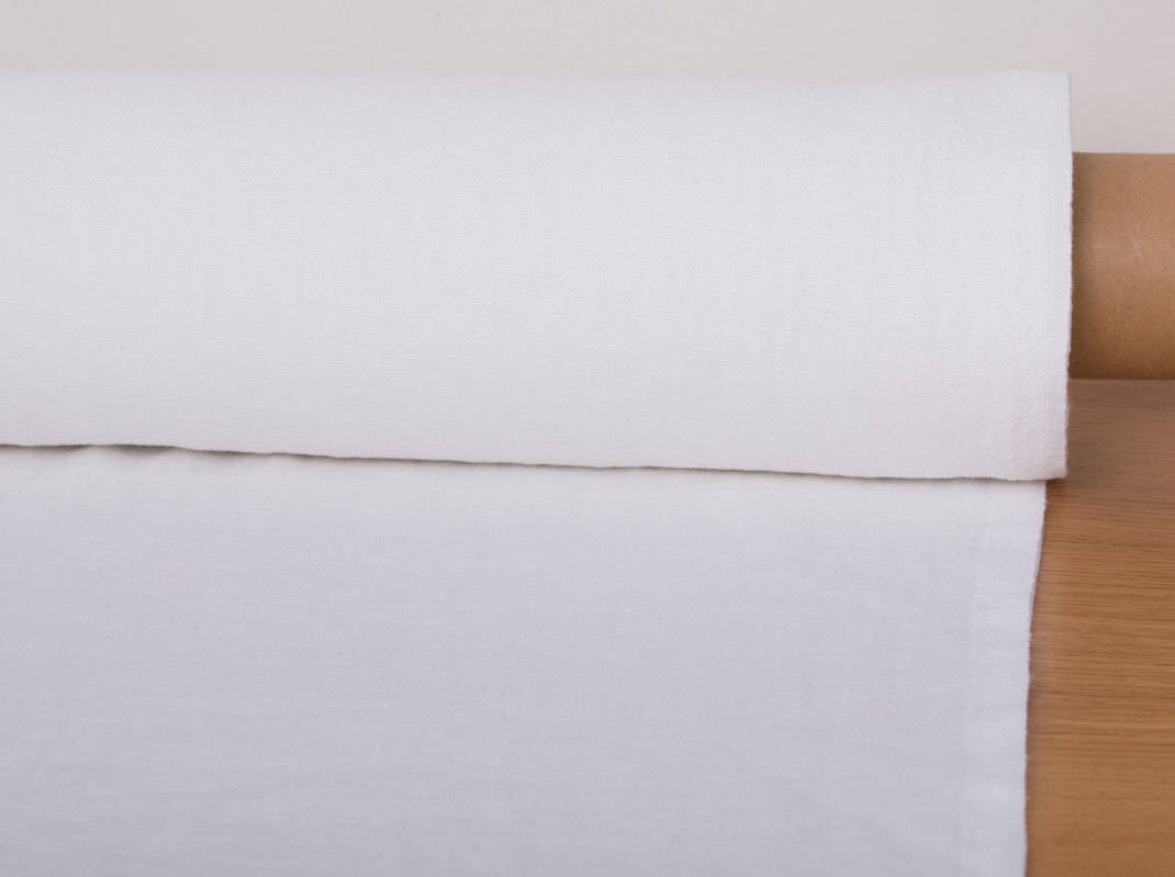 Linen fabric 280gsm Heavyweight Stark white washed 100% pure linen ...