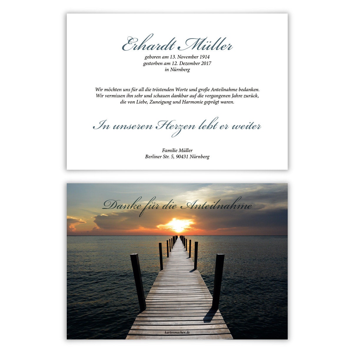 Personalisierte Trauerkarten Trauer Danksagungskarten Dankeskarten Text ...