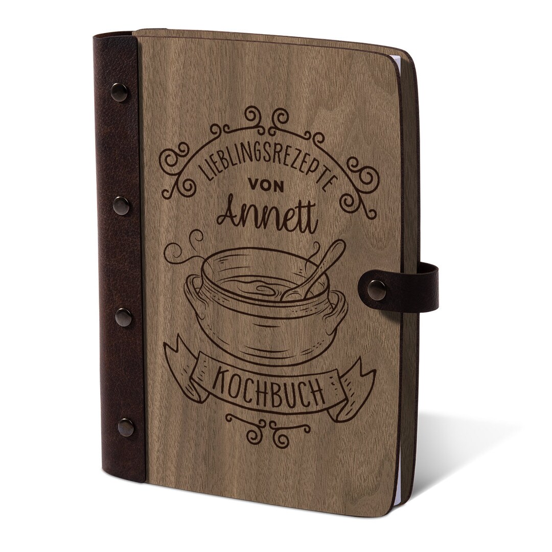 Personalized Cookbook for Self-completion, Real Wood With Leather Spine ...