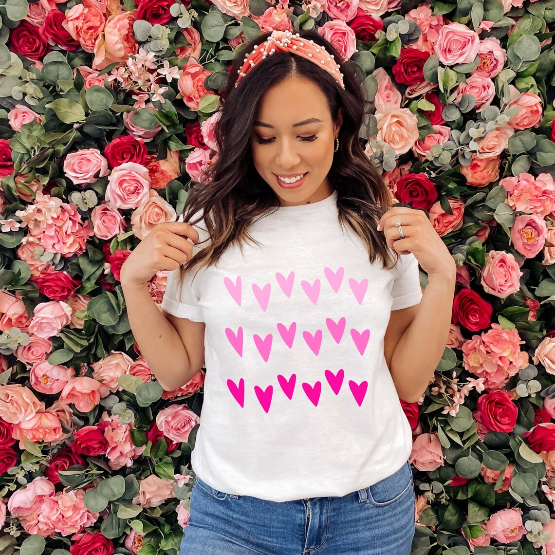 Ombre Hearts Tee, Pink Heart Tee, Valentine's Day T-shirt, Galentine's ...