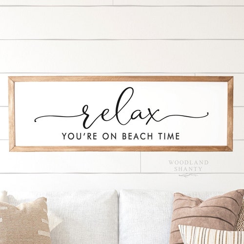 Wood Beach Sign Relax You're on Beach Time Beach Sign - Etsy