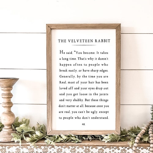 The Velveteen Rabbit Quote Sign Farmhouse Decor Wedding - Etsy