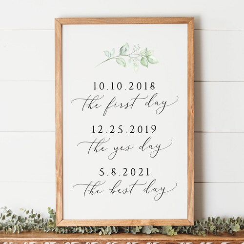 First Day Yes Day Best Day Sign Anniversary Gift Wedding - Etsy