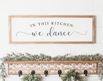 In This Kitchen We Dance Lightly Distressed Wood Sign - Etsy