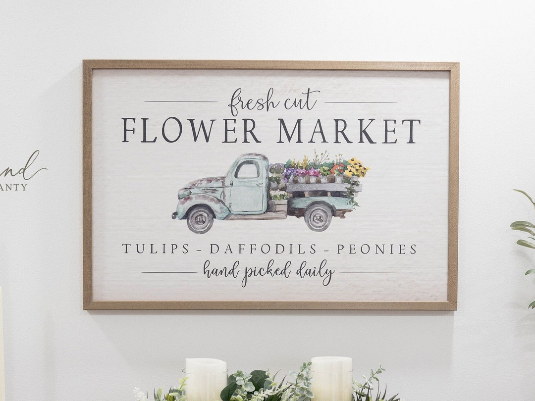 Fresh Cut Flower Market Sign, Fresh Cut Flowers Sign, Spring Decor ...